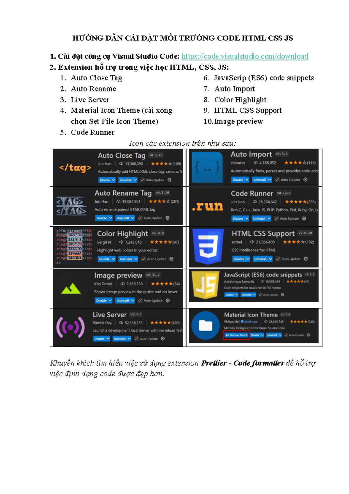 HƯỚNG DẪN CÀI ĐẶT MÔI TRƯỜNG CODE HTML CSS JS - Studeersnel