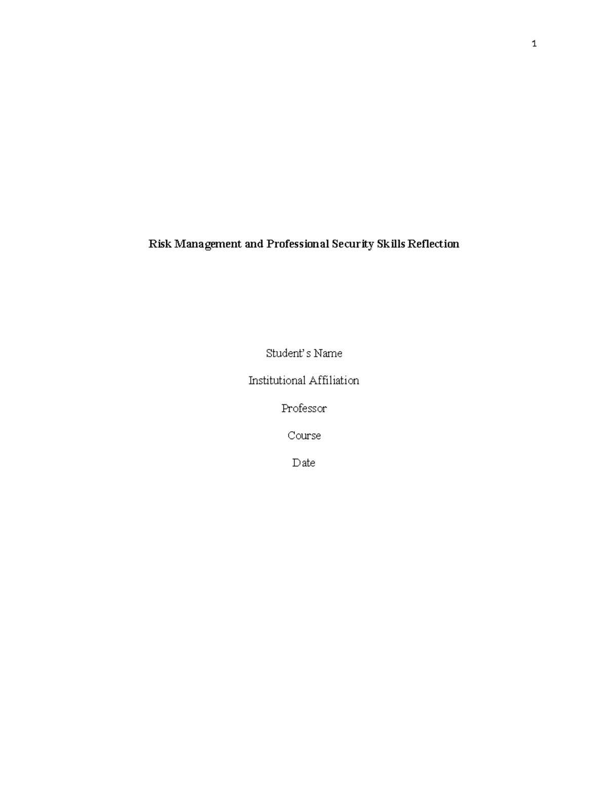 Risk Management & Security Skills Reflection - Course Insights - Studocu