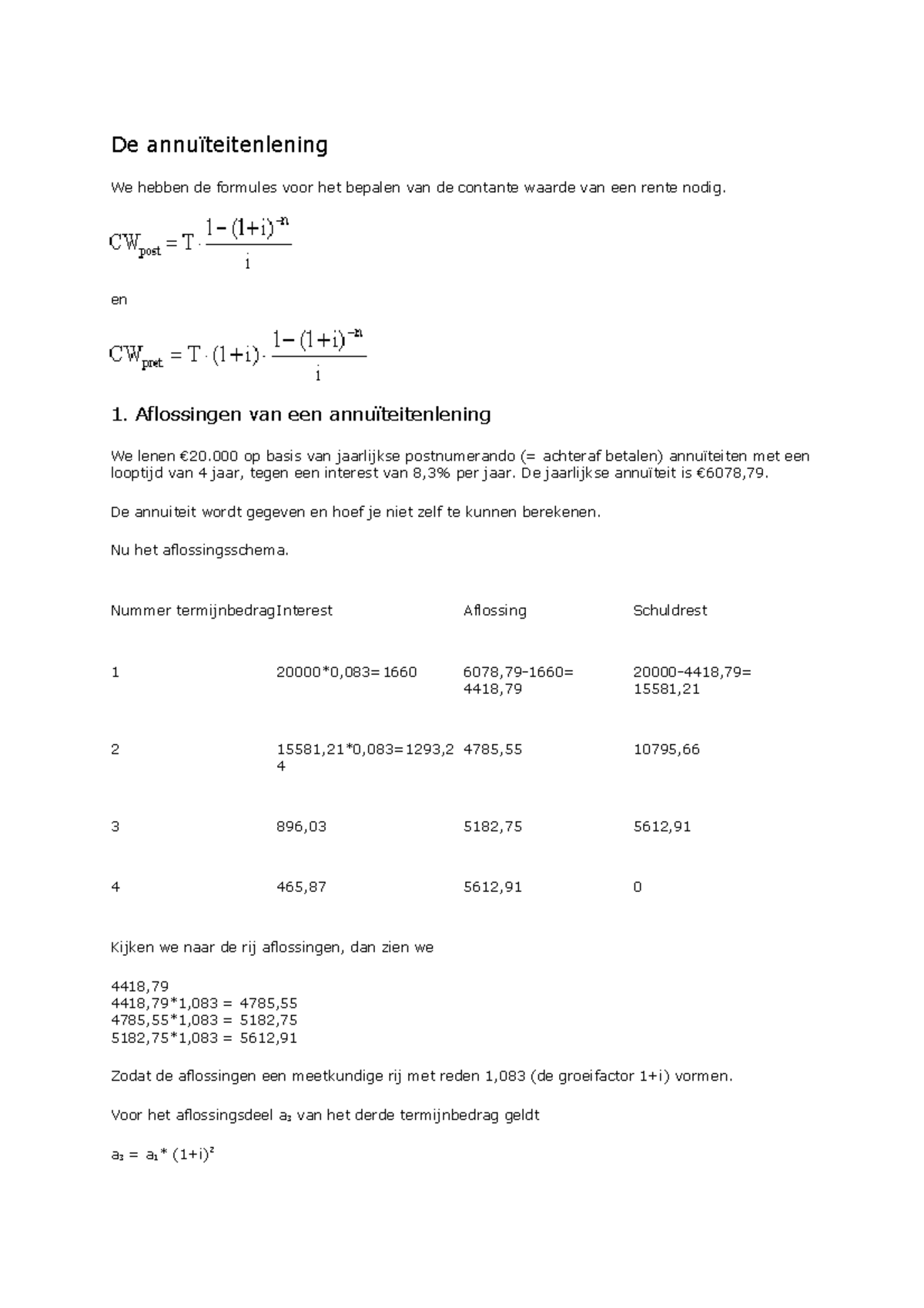 Instructieblad - Annuiteitenlening Uitleg en Berekeningen - Studeersnel