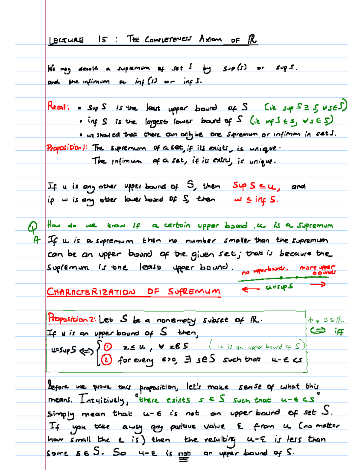 LECTURE 15: THE COMPLETENESS AXIOM OF REAL NUMBERS - Studocu