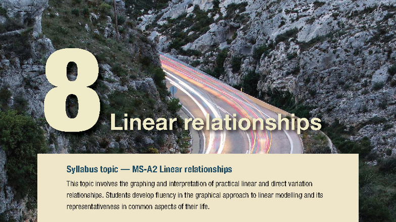 Chapter 8: Linear Relationships - Syllabus Overview and Exercises - Studocu