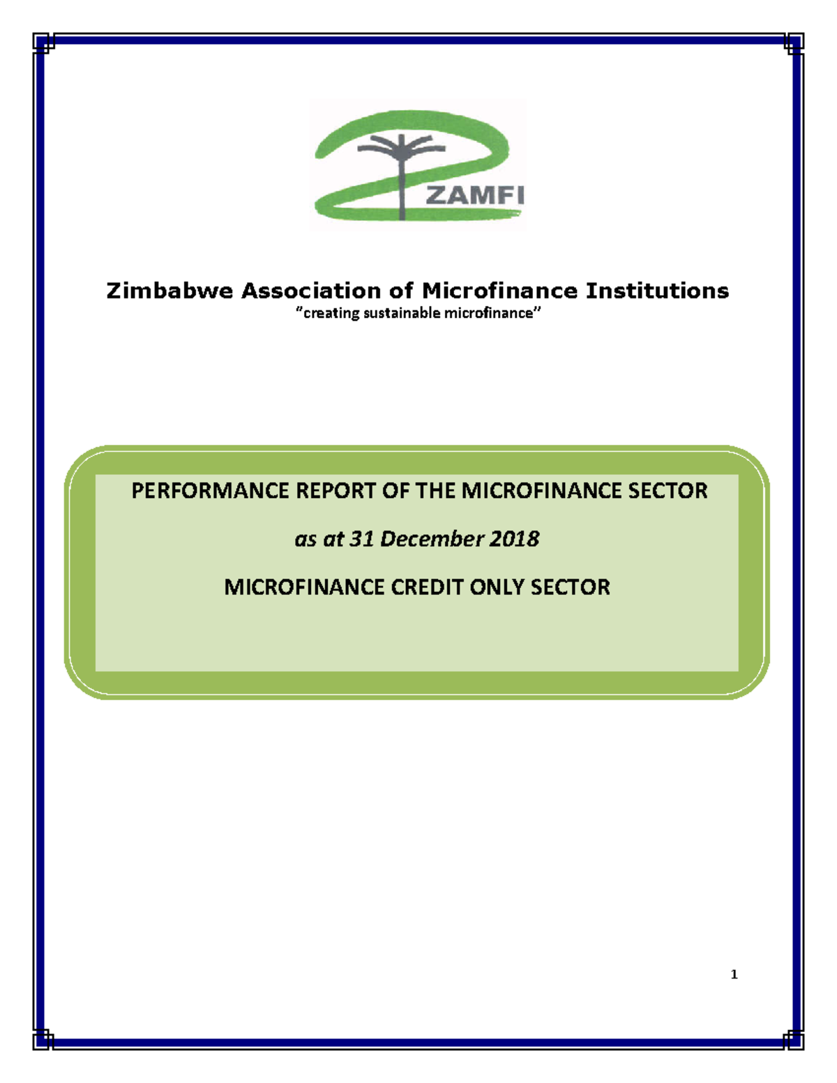 Analysis of Microfinance Sector Performance in Zimbabwe - Dec 2018 ...