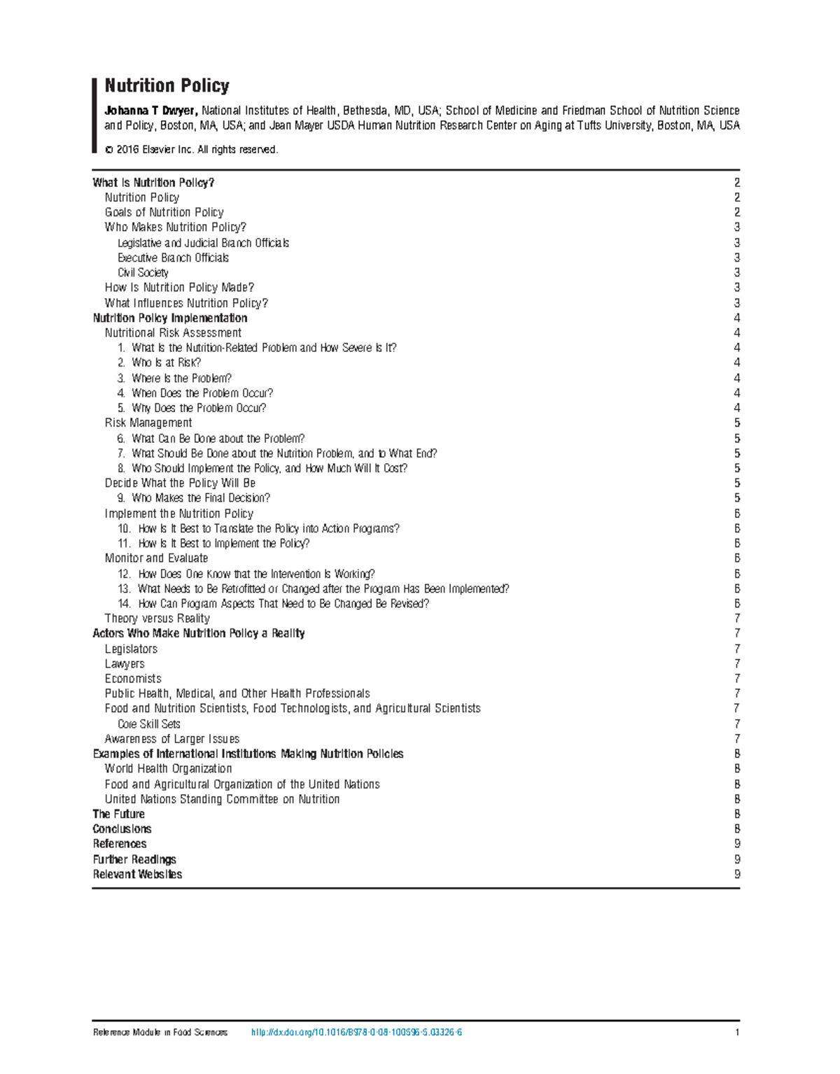 Nutrition Policy Overview: Goals, Implementation, and Future Directions ...