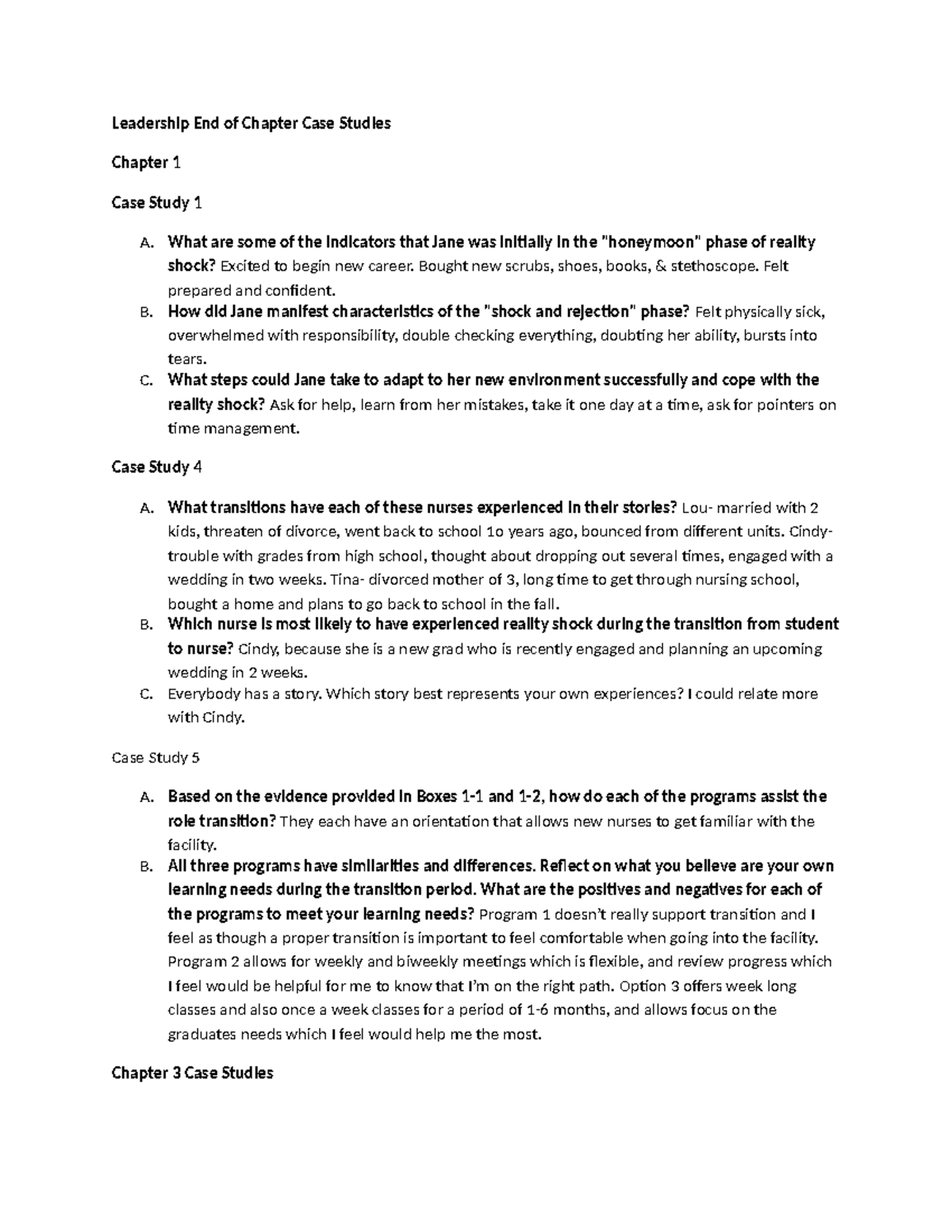 Leadership End of Chapter Case Studies - What are some of the ...