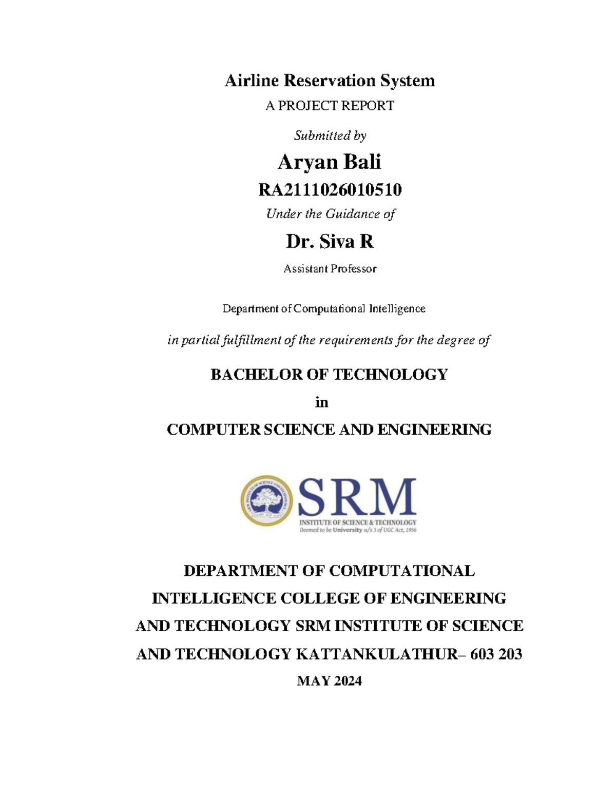 DBMS Final Project: Airline Reservation System Overview and ...