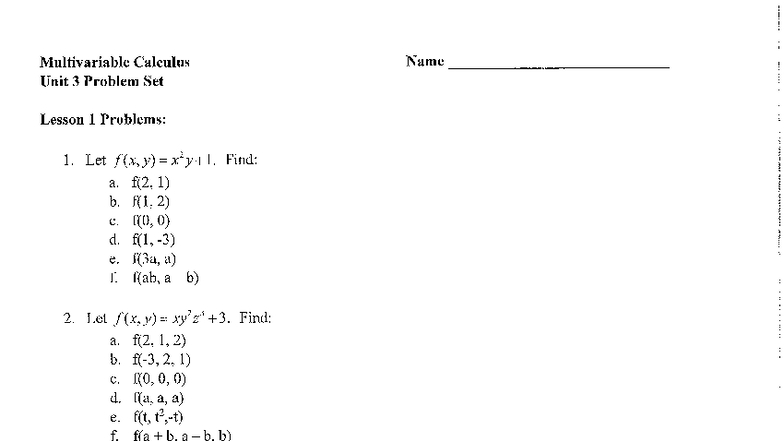 MV Calculus Unit 3 Problem Set - Homework Solutions - Studocu