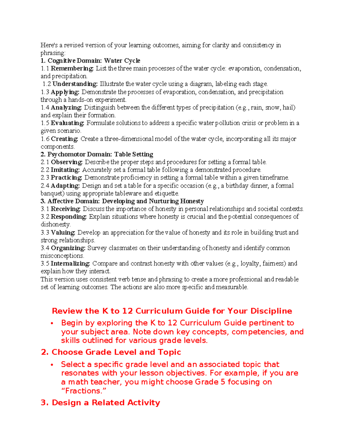 Assessment in Learning-Lesson 2 - Here's a revised version of your ...