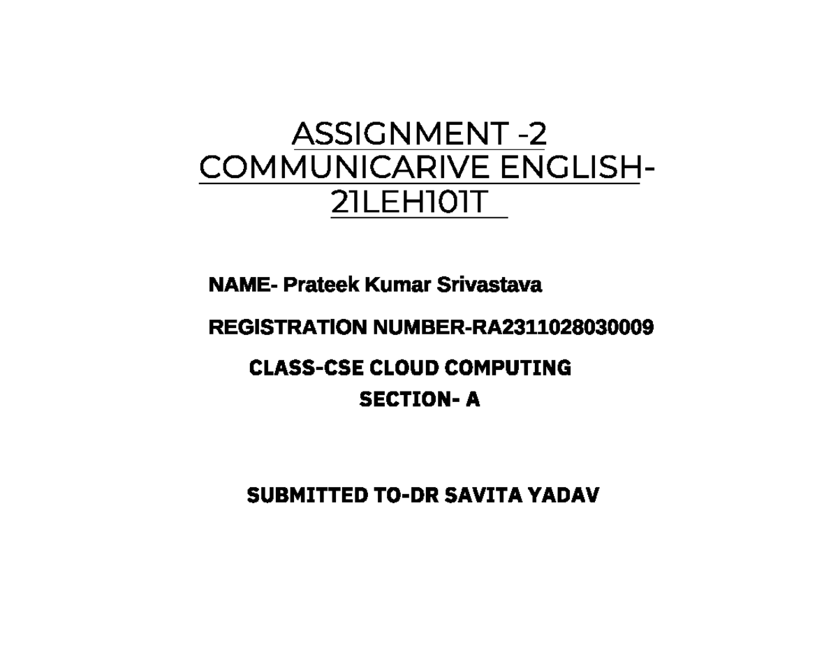 Assignment on Blood Donation Process - Communicative English 21LEH101T ...