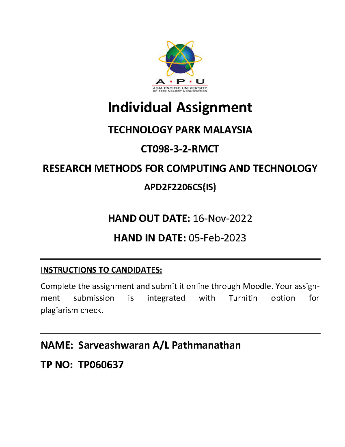 RMCT-Documentation - Individual Assignment TECHNOLOGY PARK MALAYSIA ...