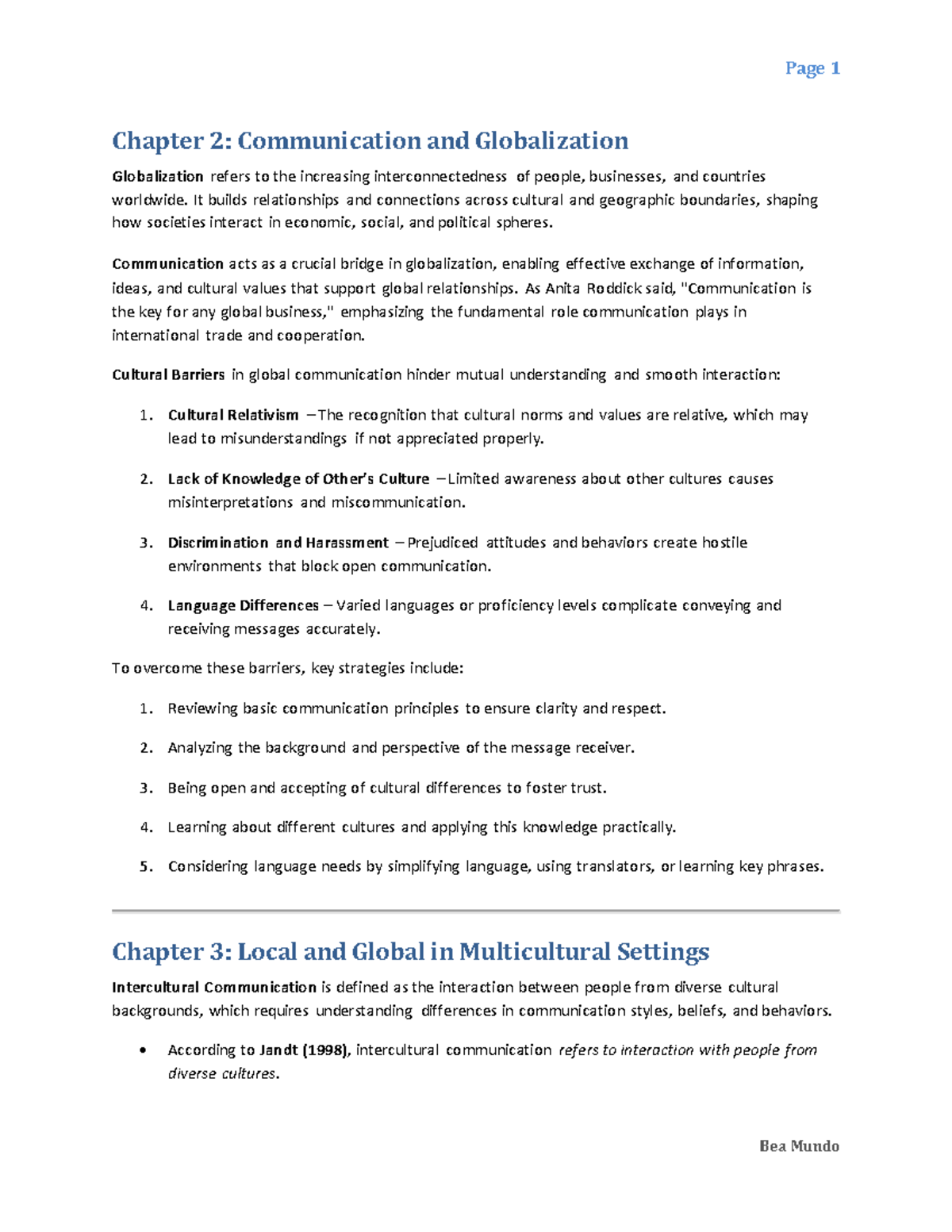 Chapter 2 & 3 (GE 5) - Communication & Globalization in Multicultural Contexts - Studocu