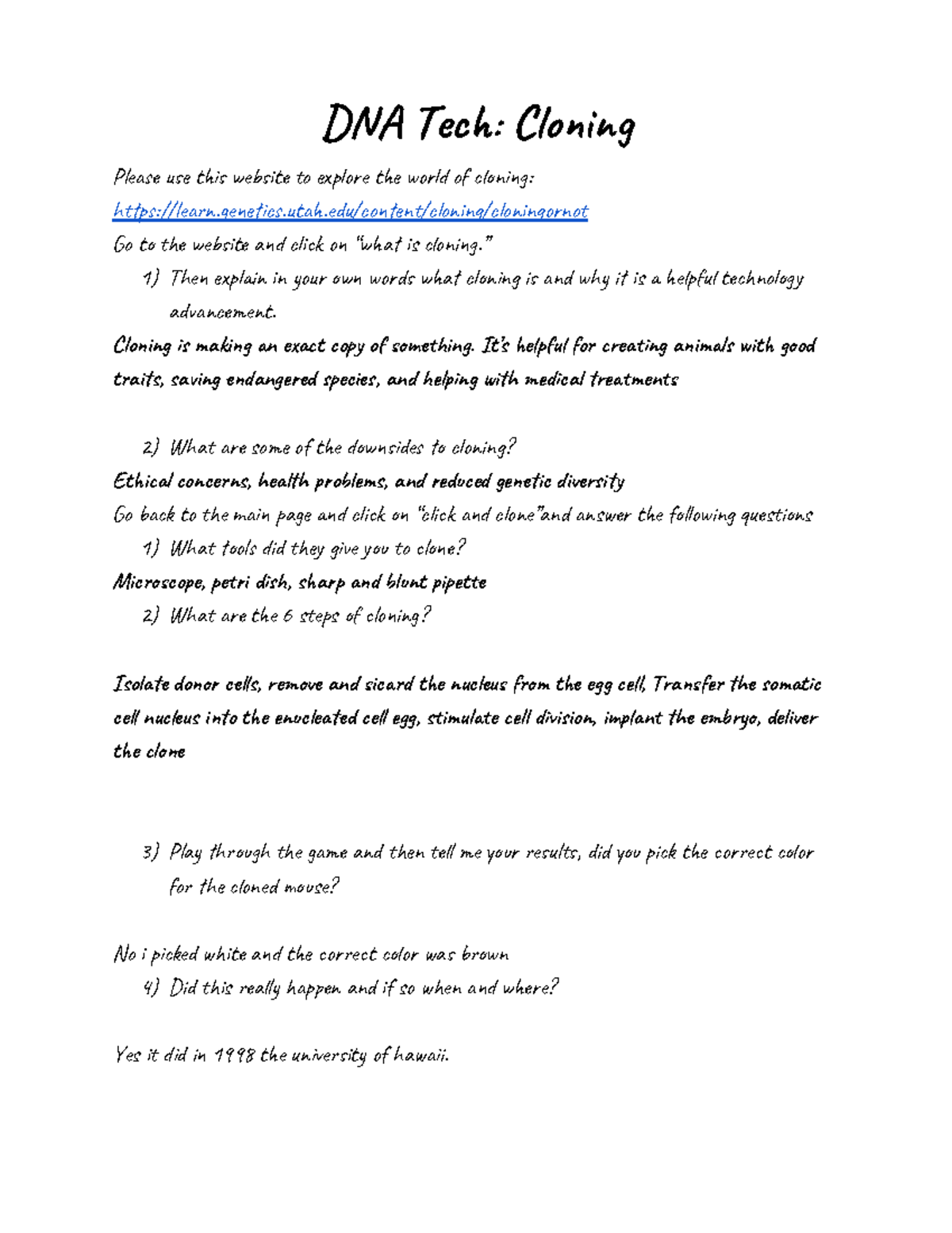 DNA Tech: Cloning & GMOs Overview - Studocu