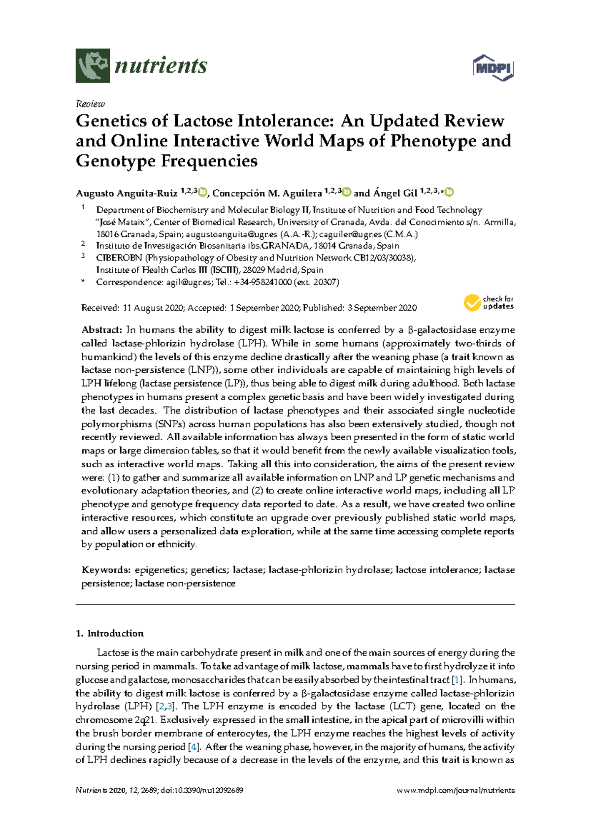 Genetics of Lactose Intolerance: An Updated Review with Interactive ...