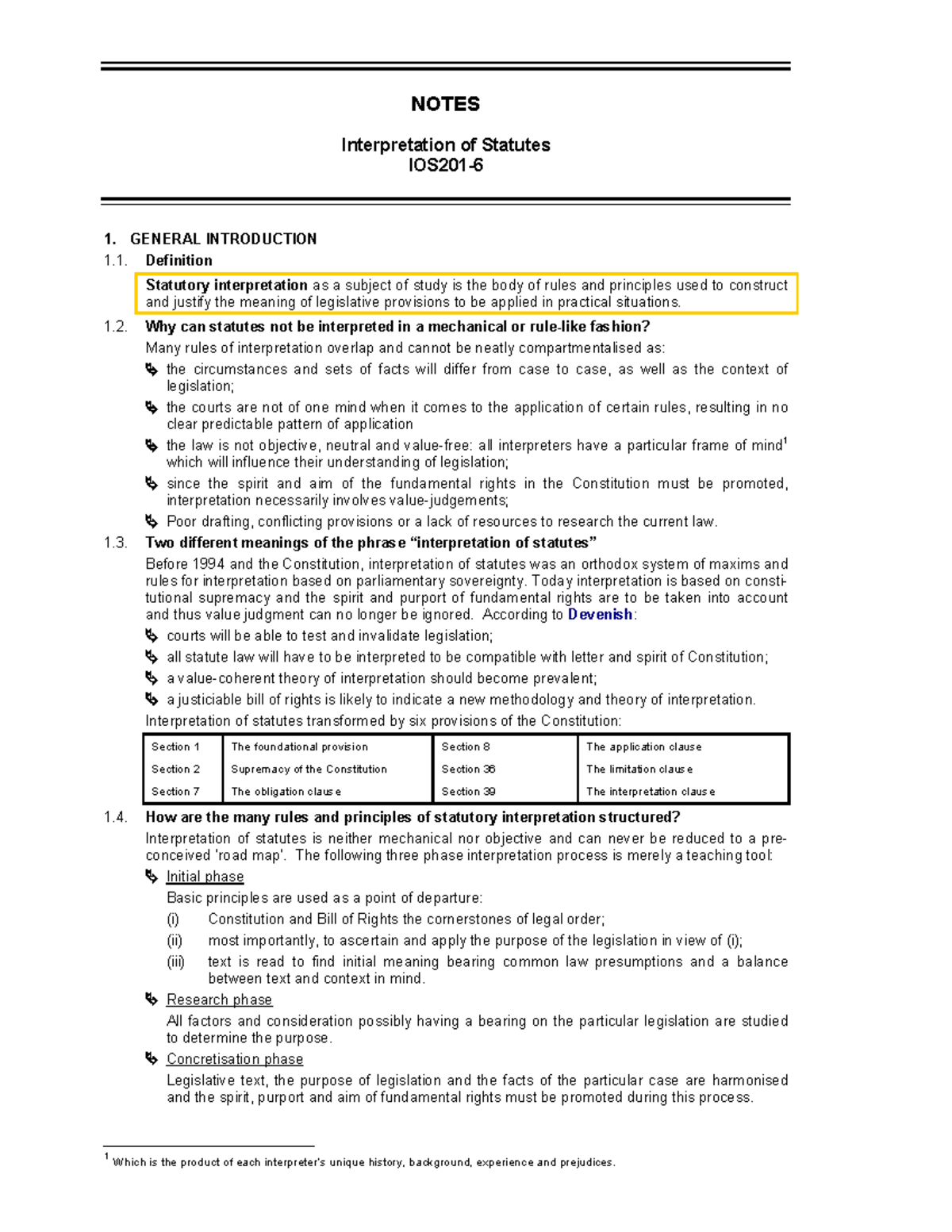 Statutory Interpretation Notes - IOS201 Course - Studocu