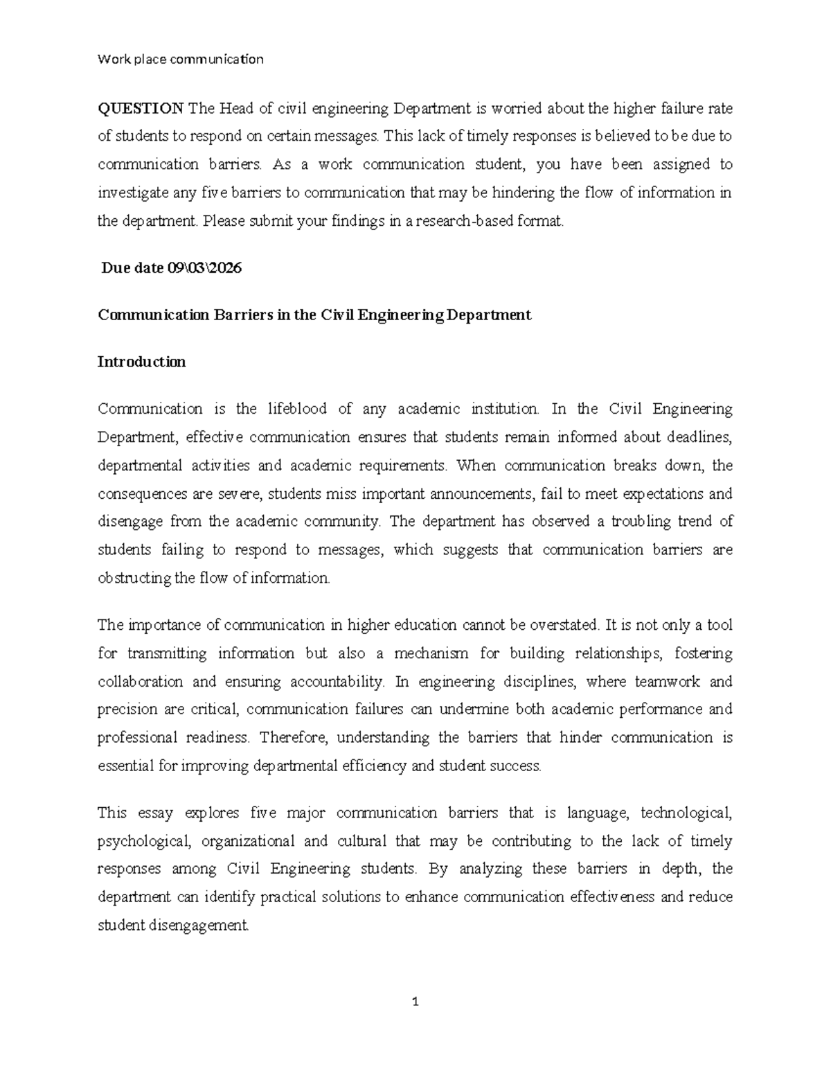 Communication Barriers in Civil Engineering Dept: Analysis & Solutions ...