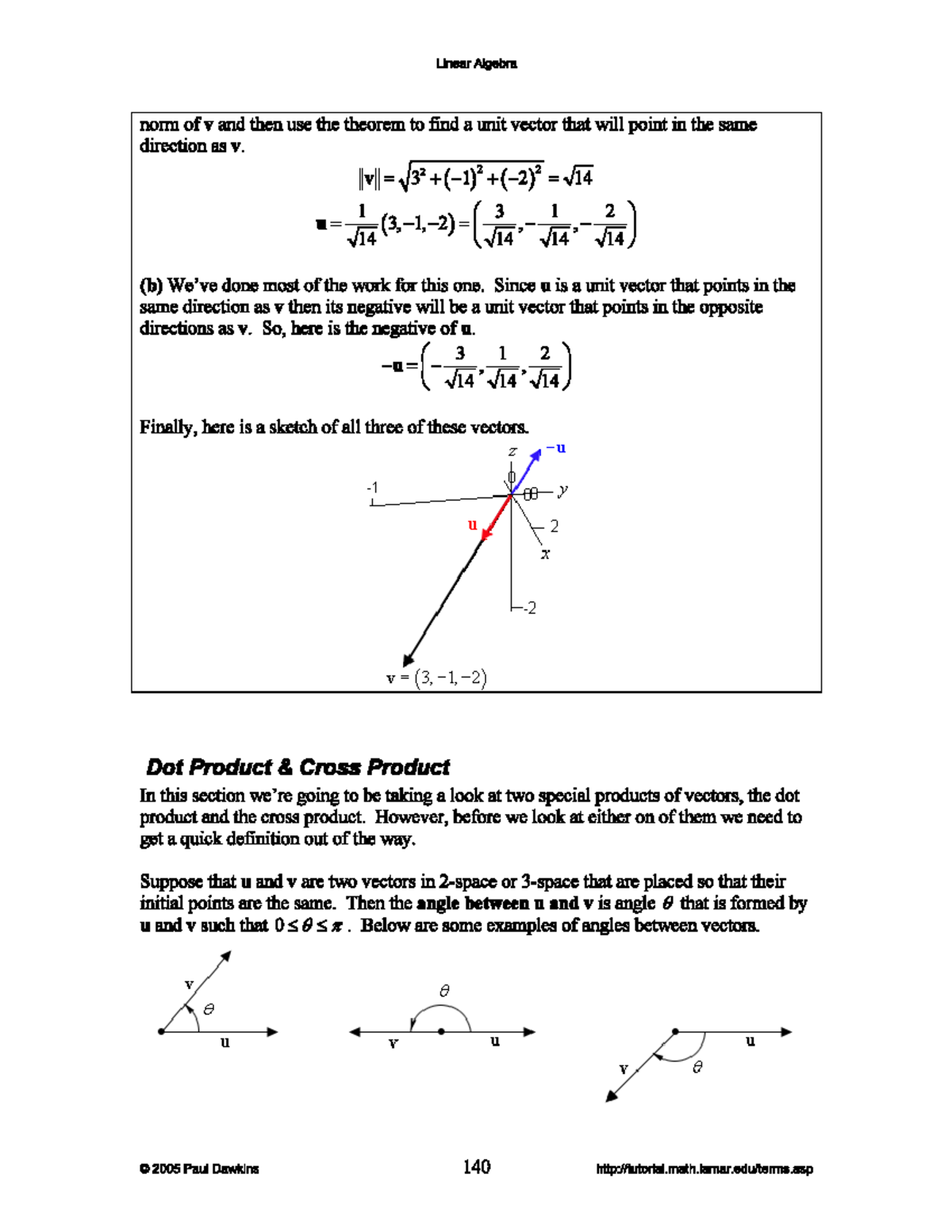 Dot and Cross Product in Linear Algebra (MATH 140) - Study Notes - Studocu