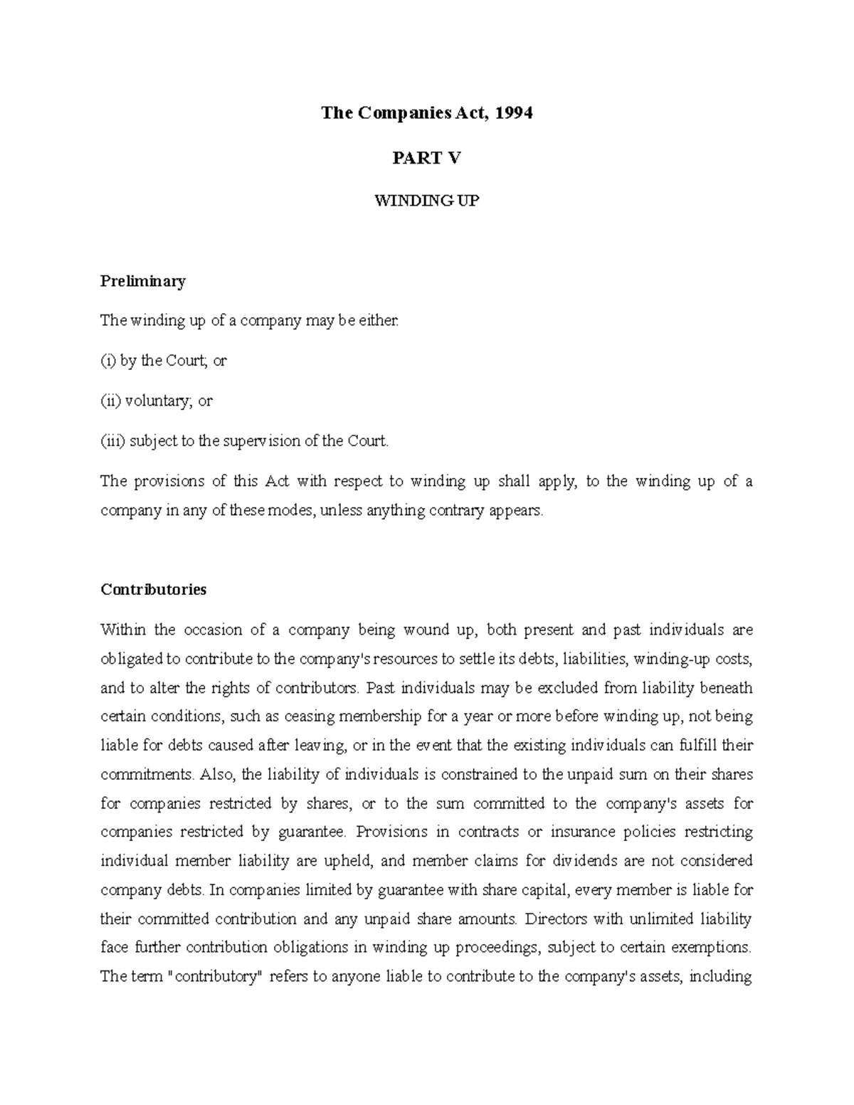 Corporate Laws (CL202) - Winding Up Process Overview Assignment - Studocu