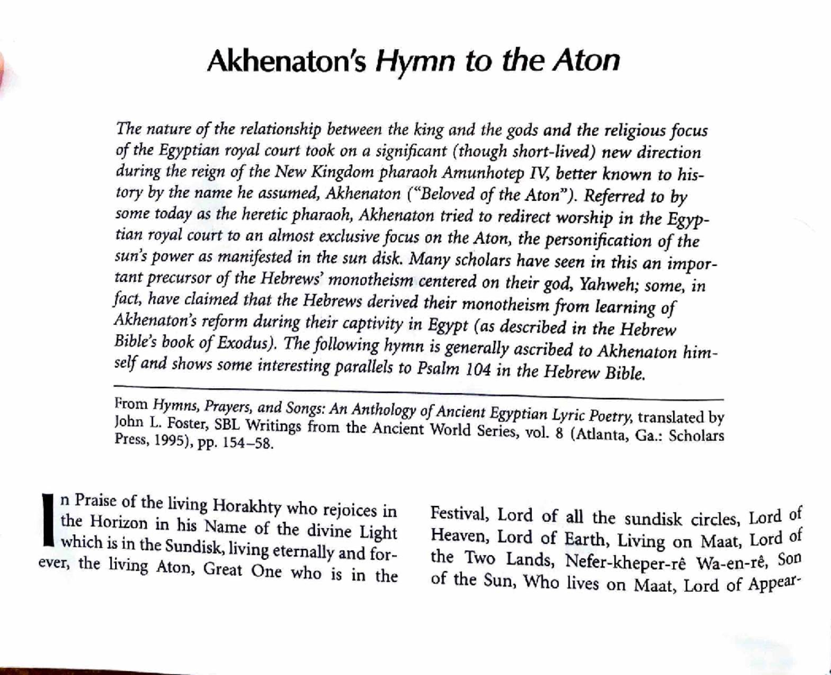 Akhenaton's Hymn to the Aton: Exploring Divine Kingship and Worship ...