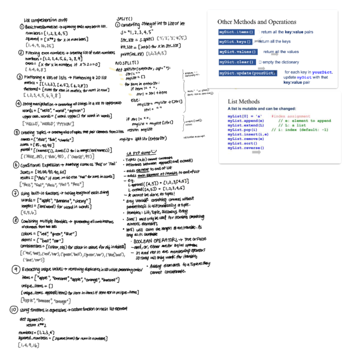 CA3 Prep A4 - Summary of List Comprehension Techniques - Studocu
