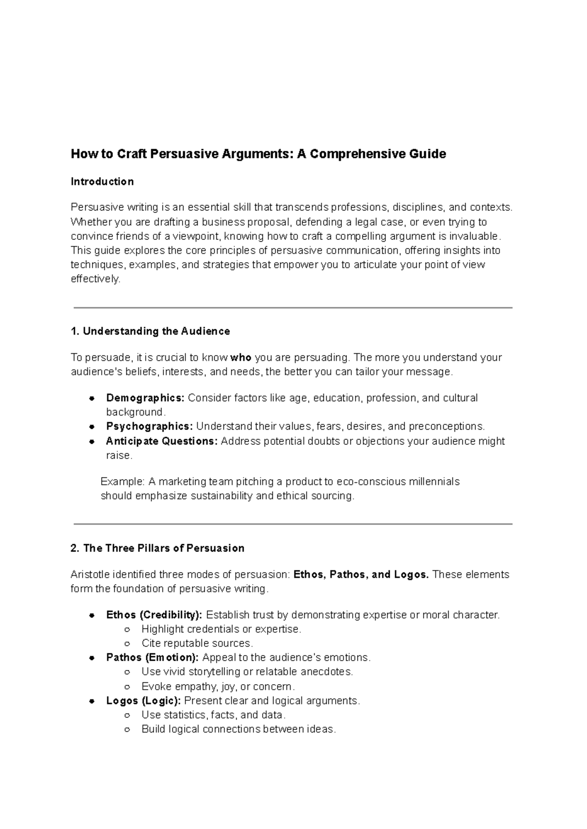 Persuasive Writing Guide - How to Craft Persuasive Arguments: A Comprehensive Guide Introduction ...