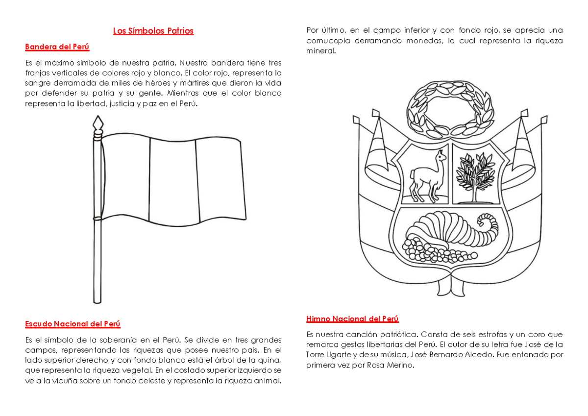 Simbolos Patrios - Símbolos del Perú - Los Símbolos Patrios Bandera del ...