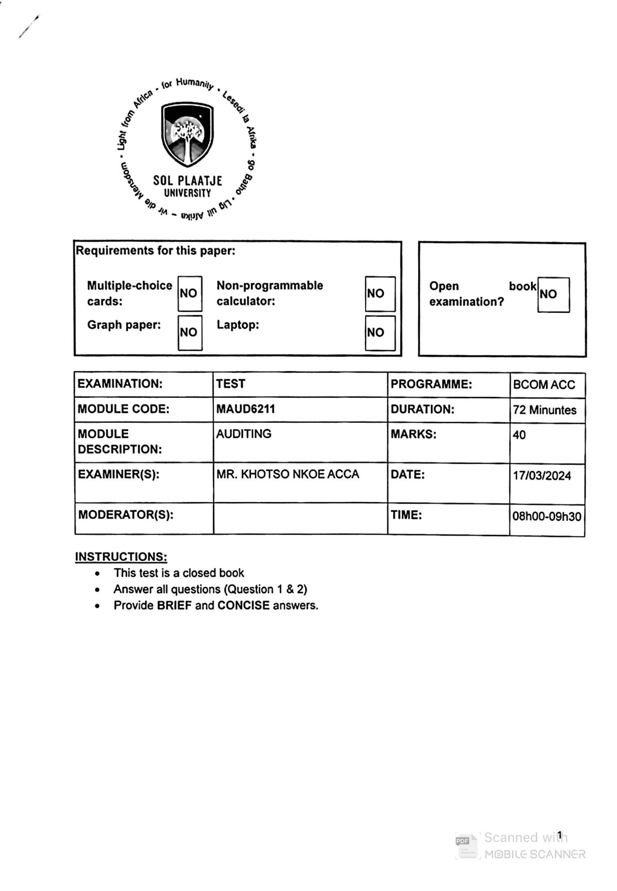 BCOMACC MAUD6211 Auditing Exam: Requirements & Key Concepts - Studocu