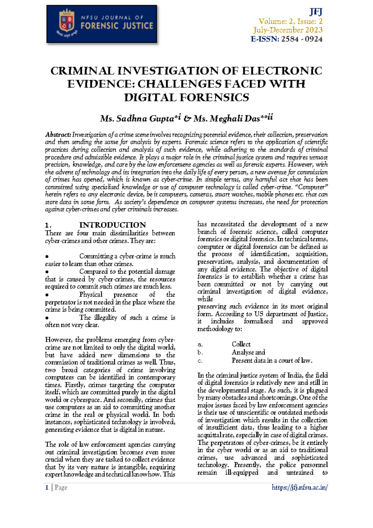 (1-16) Criminal Investigation OF Electronic Evidence Challenges Faced ...