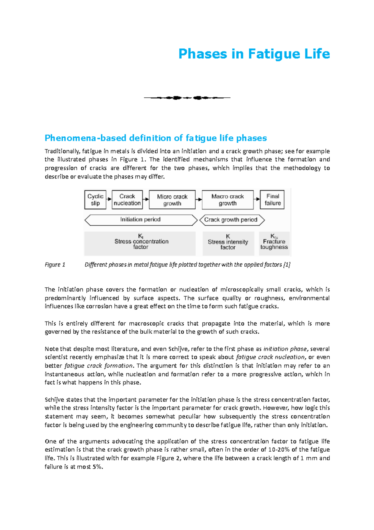 Phases in Fatigue Life: Understanding Initiation and Crack Growth ...