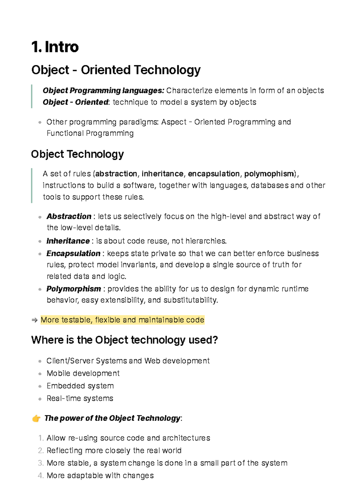 OOP - Object Oriented Technology Overview and Key Concepts - Studocu