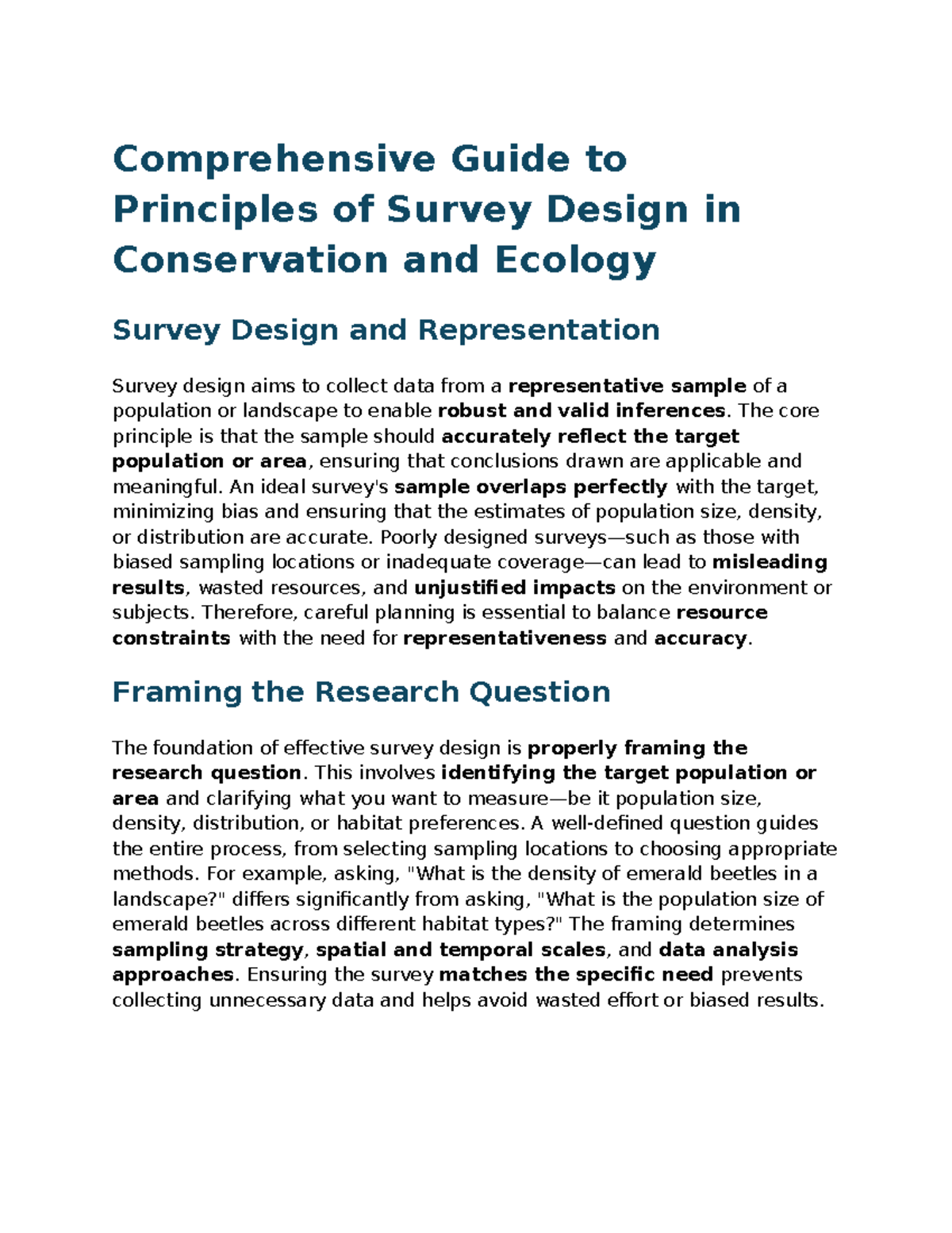 Survey Design Principles in Conservation & Ecology: A Comprehensive ...
