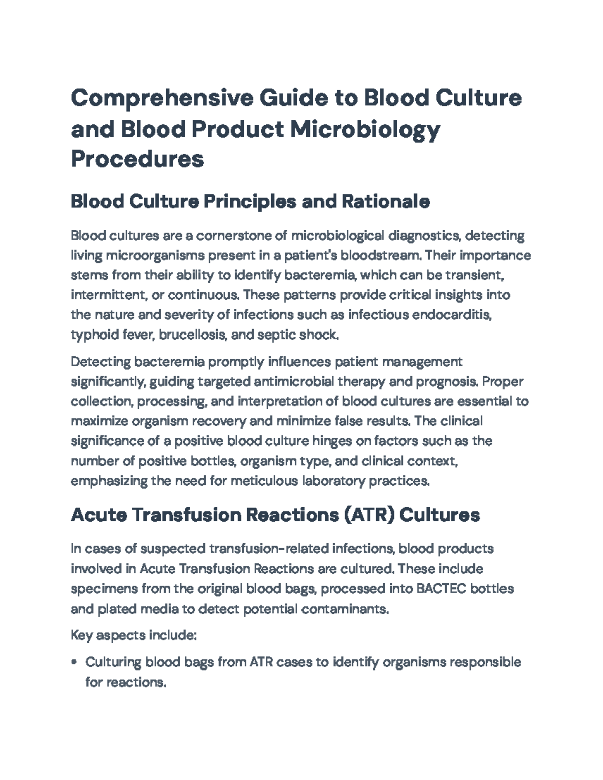 Comprehensive Guide to Blood Culture & Microbiology Procedures (MICRO ...