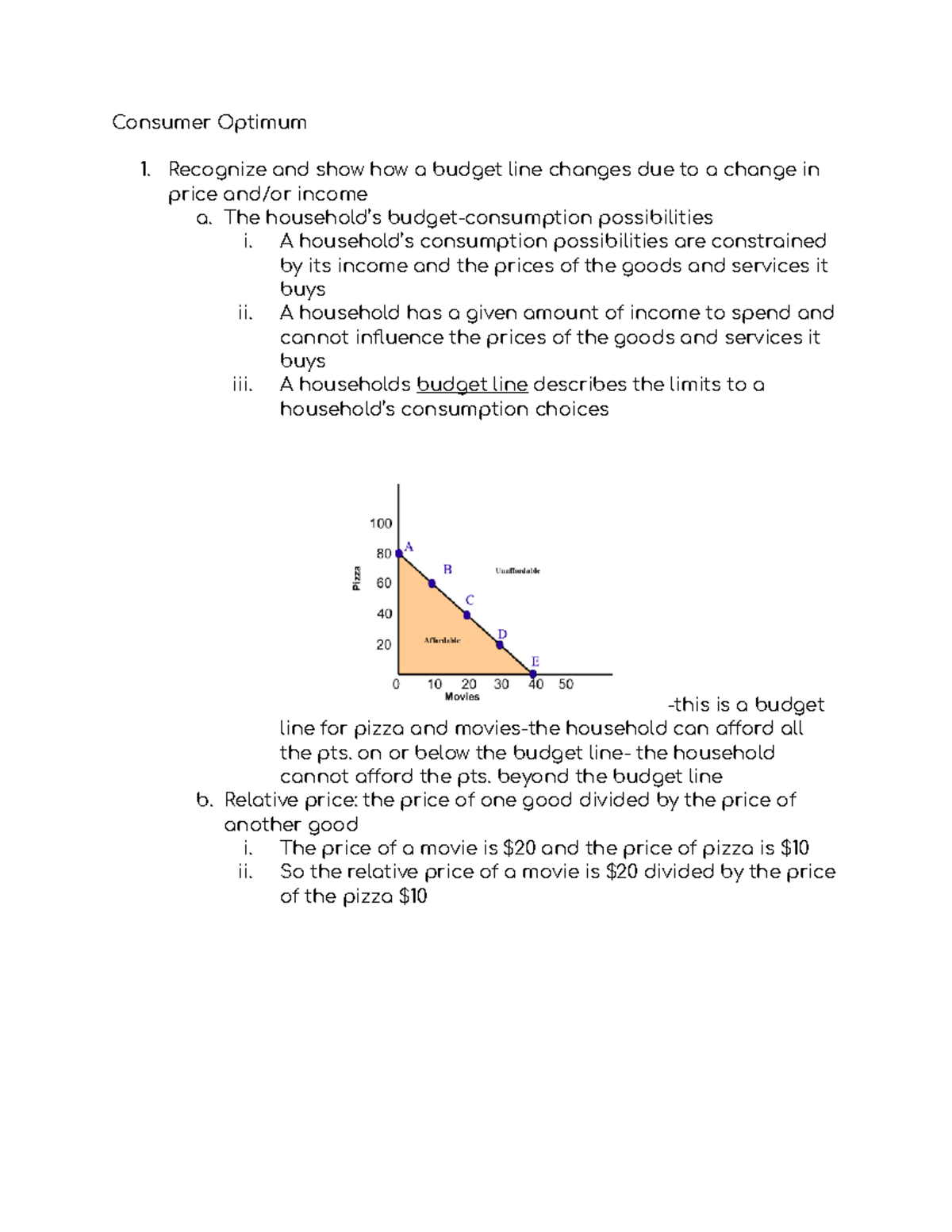 Econ Module 8 Notes - Professor Graf - Consumer Optimum Recognize and ...
