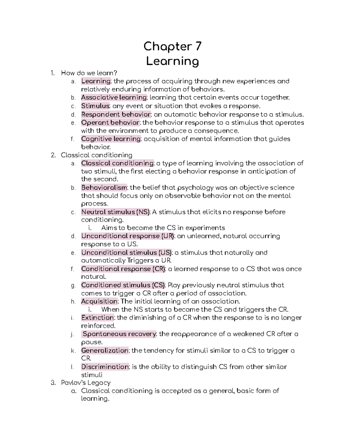 General Psychology Chapter 7 - Chapter 7 Learning How do we learn? a ...