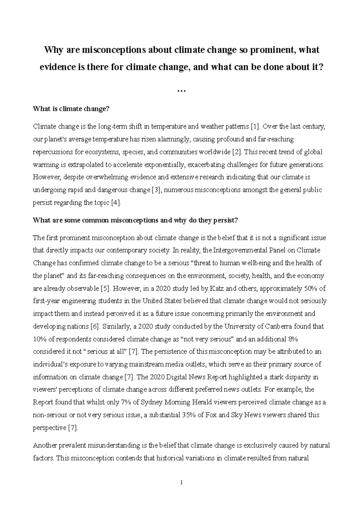 Misconceptions and Evidence of Climate Change: A Short Report (ASTR 101 ...