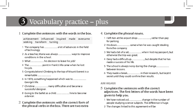 EP U03 Vocabulary Practice Plus: Sentence Completion Exercises - Studocu