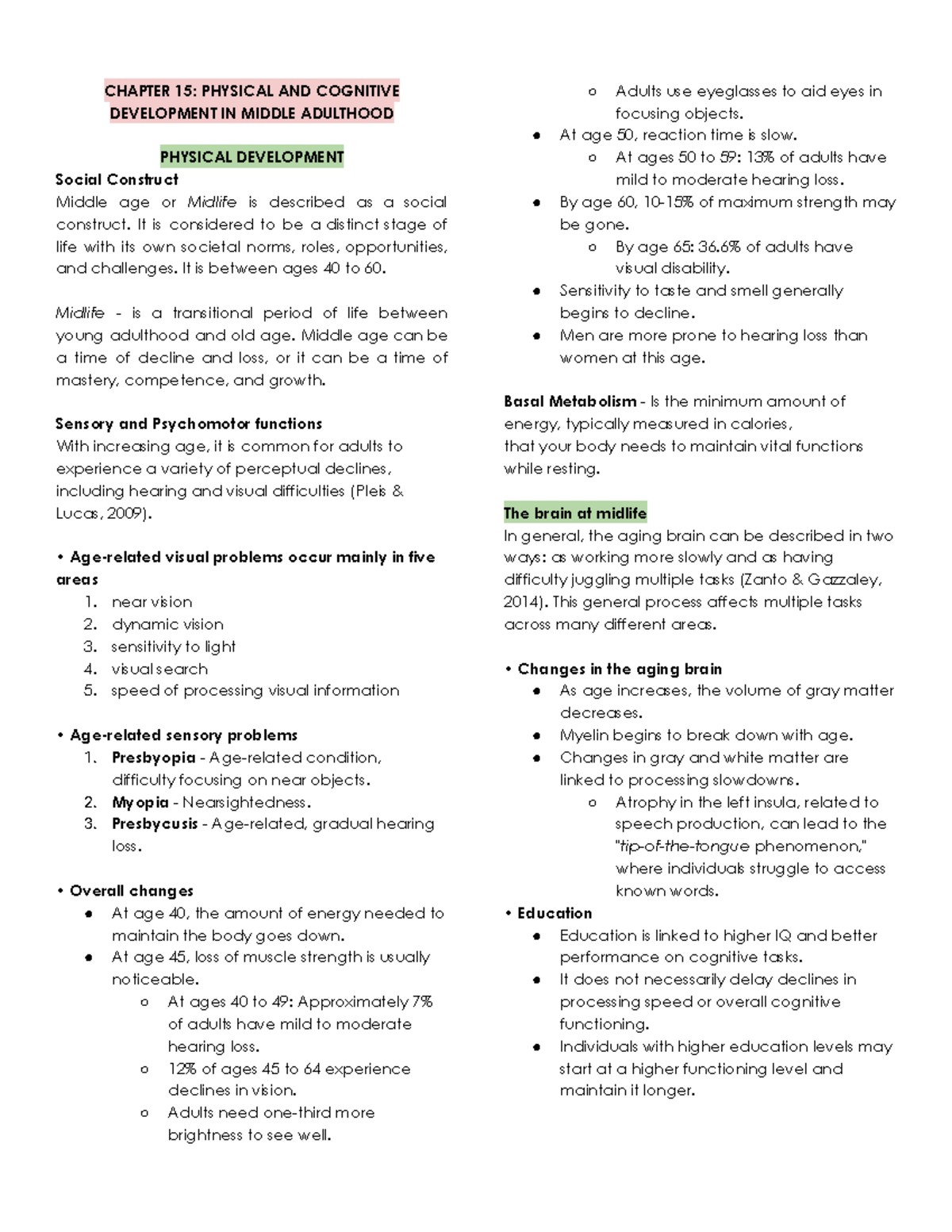 Chapter 15 – Handouts - Summary Experience Human Development - CHAPTER ...