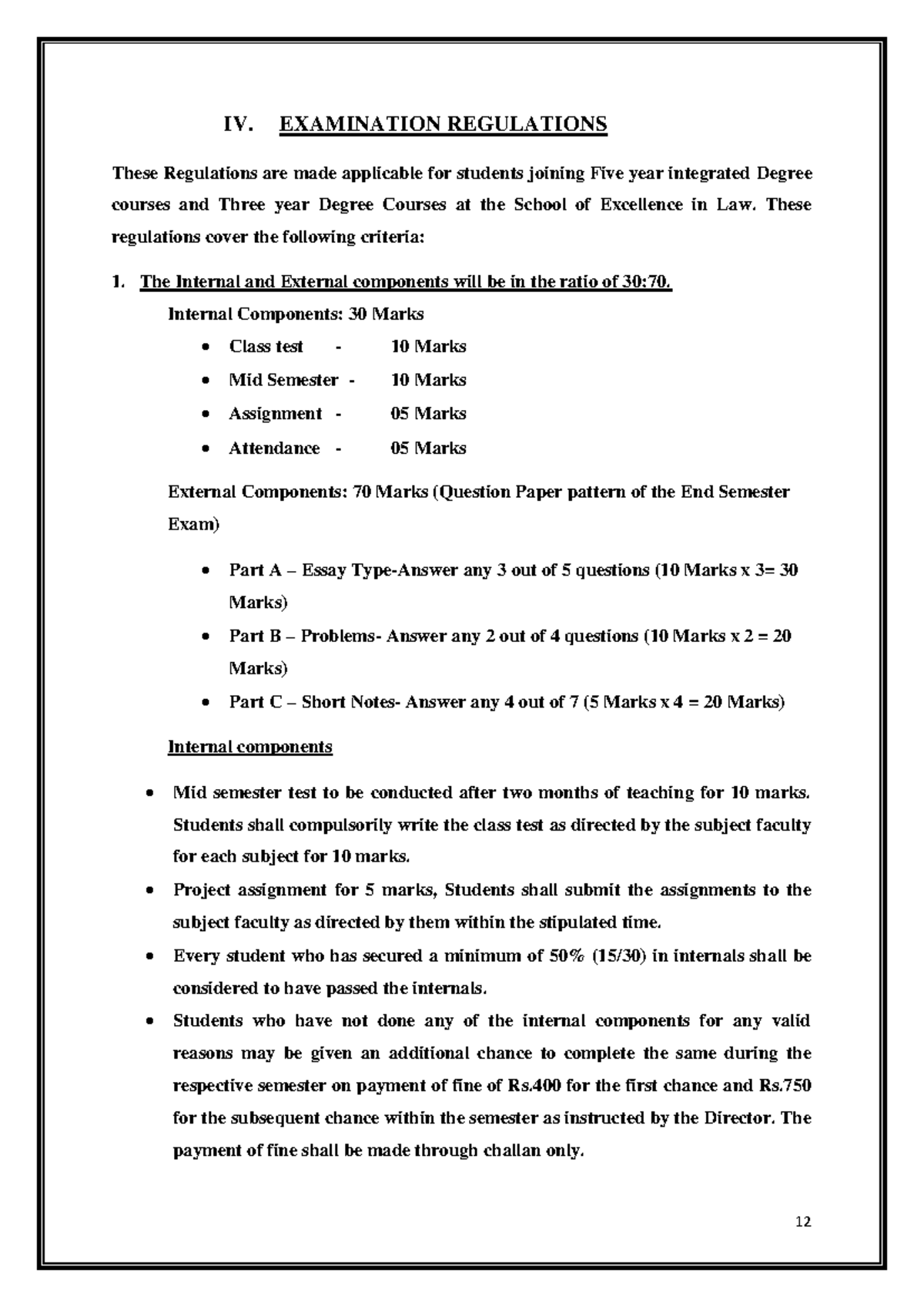 IV. Examination Regulations for Integrated & Degree Courses - Studocu