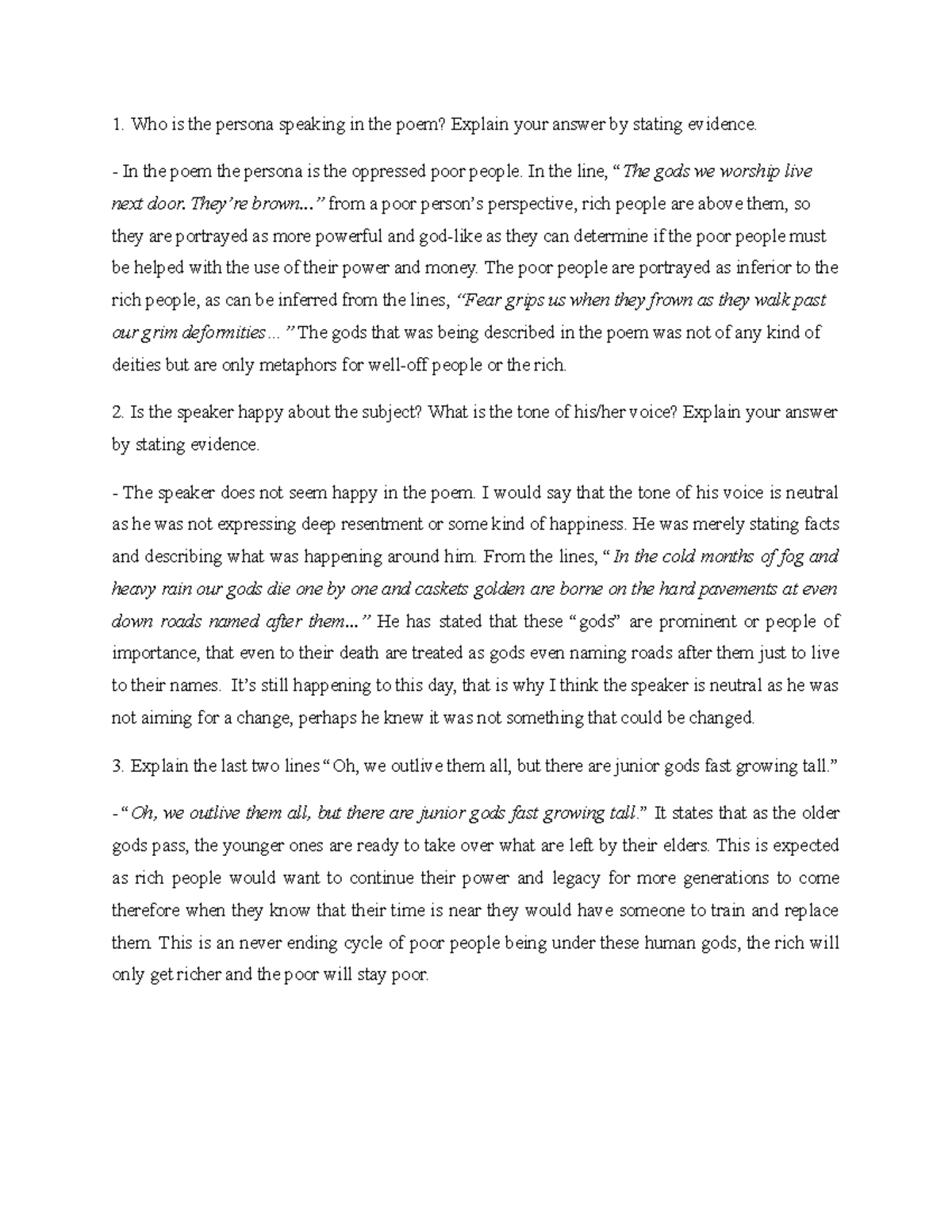 2111 - Analyzing the Persona and Tone in Poetry - Studocu