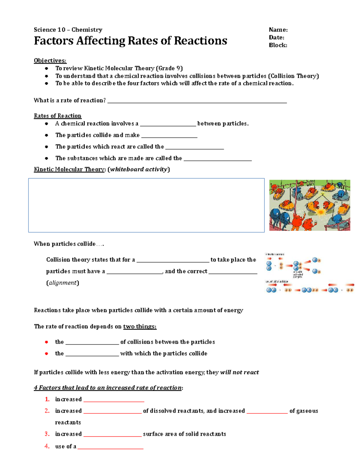 Science 10 Chemistry: Factors Affecting Reaction Rates - Notes - Studocu