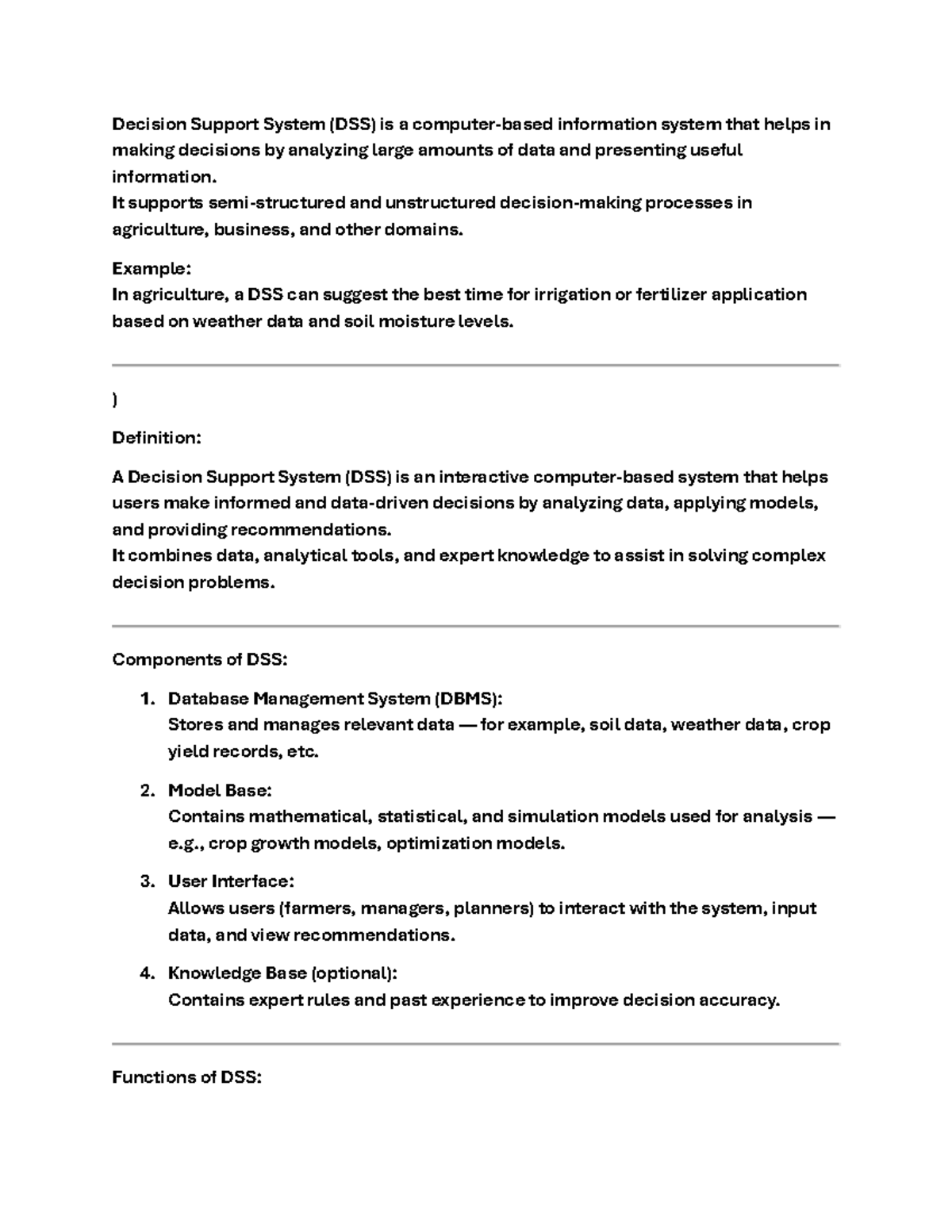 Real Decision Support System (DSS) Overview and Applications - Studocu