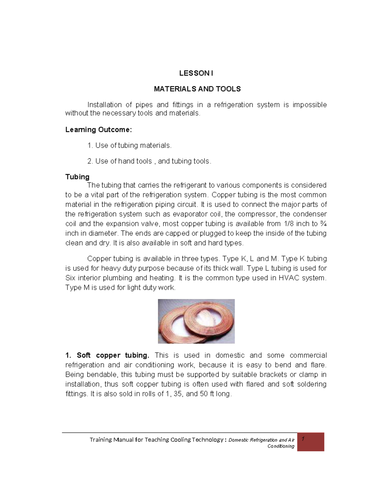 LESSON I: Tools and Materials for Refrigeration Systems - Studocu
