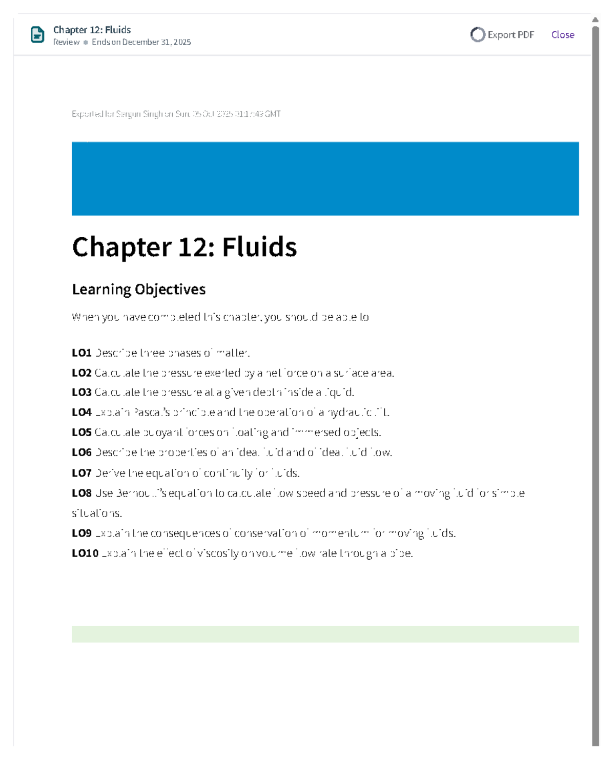 Chapter 12: Fluids Review and Key Concepts - Studocu