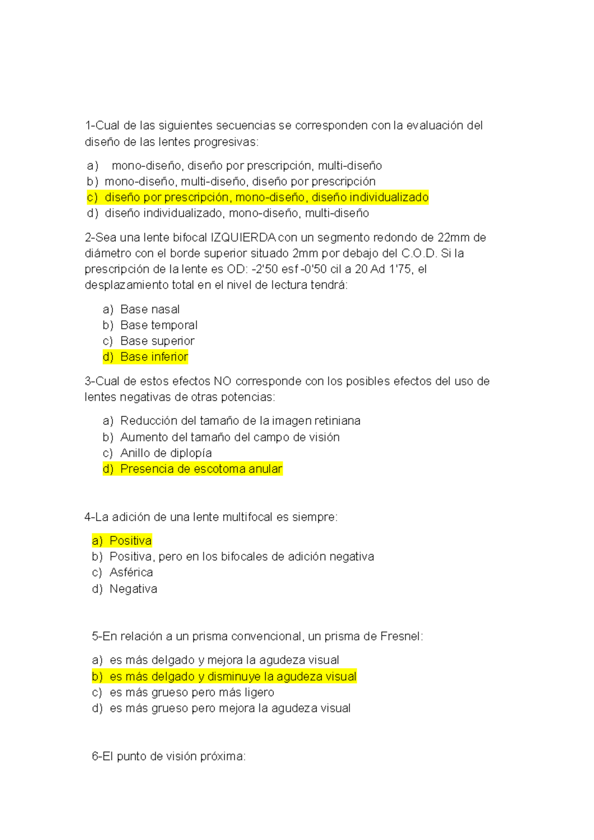 Preguntas de Evaluación para Oftálmica I - Segunda Parte - Studocu
