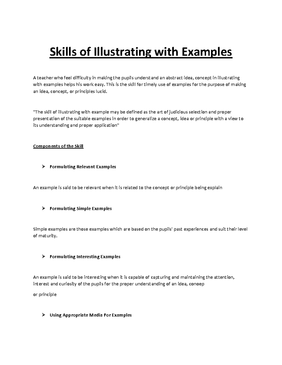 Skills of Illustrating Concepts with Effective Examples - Studocu