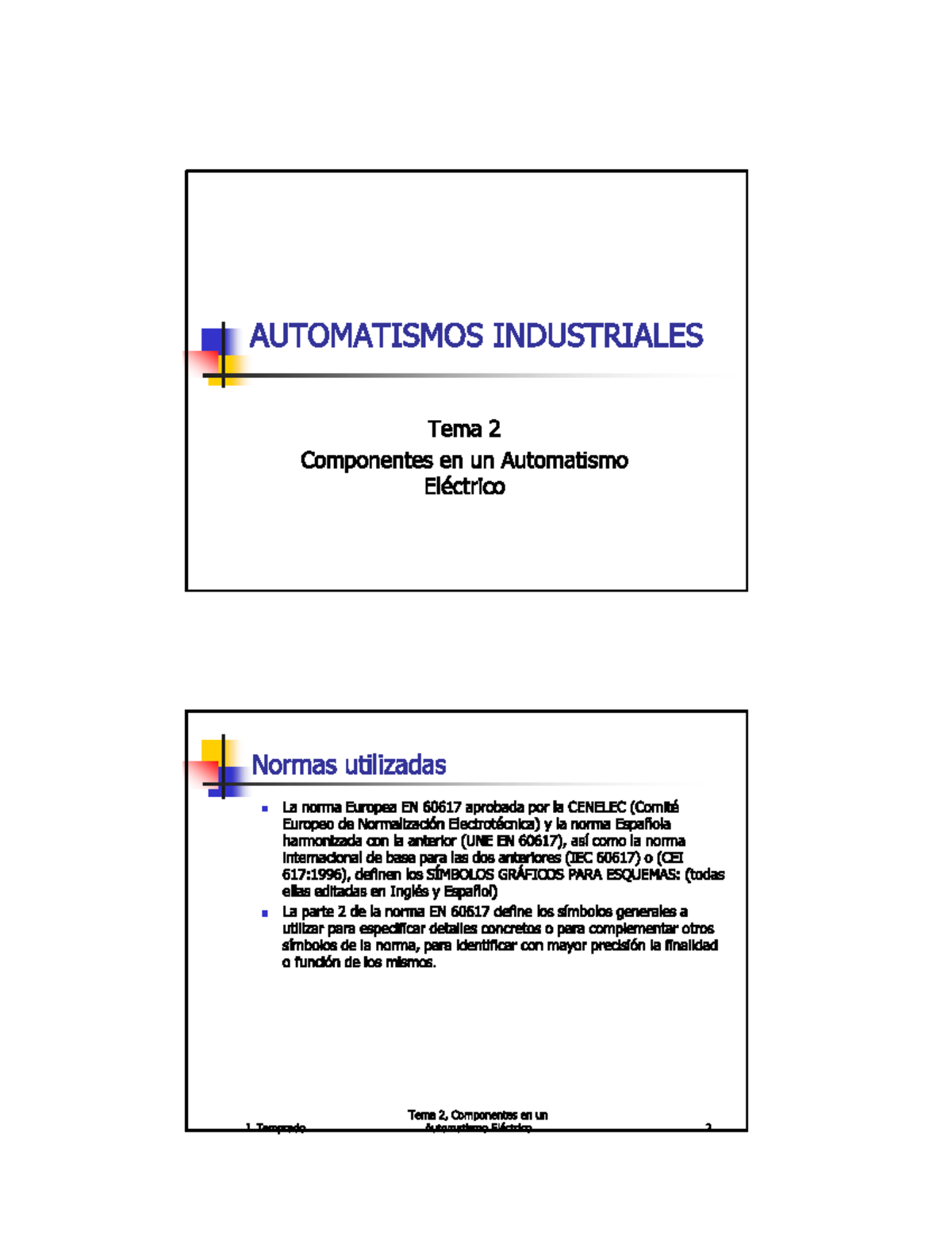 Componentes en Automatismos Eléctricos - Tema 2 (ELECT 1-8) - Studocu