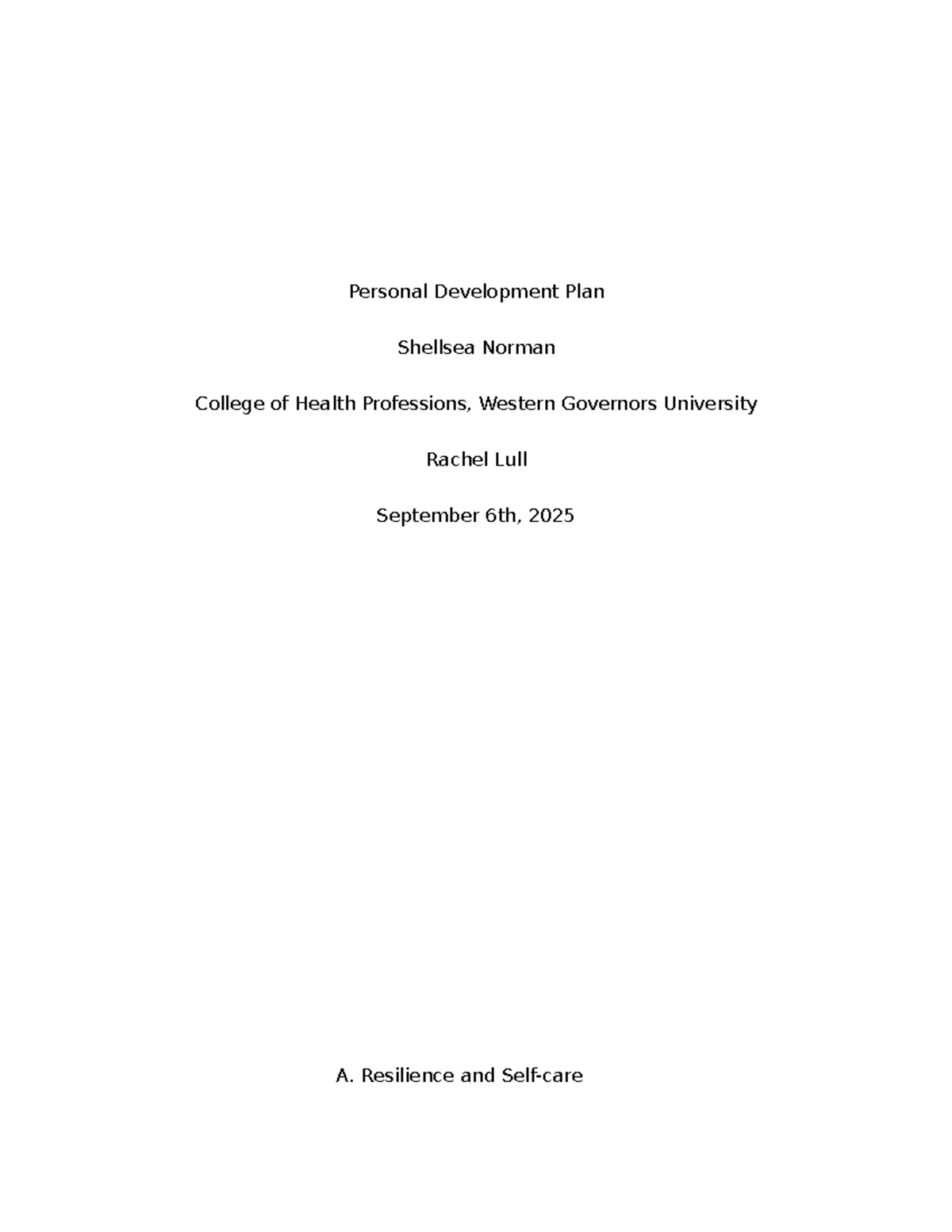 Personal Development Plan D2218: Enhancing Resilience in Healthcare - Studocu