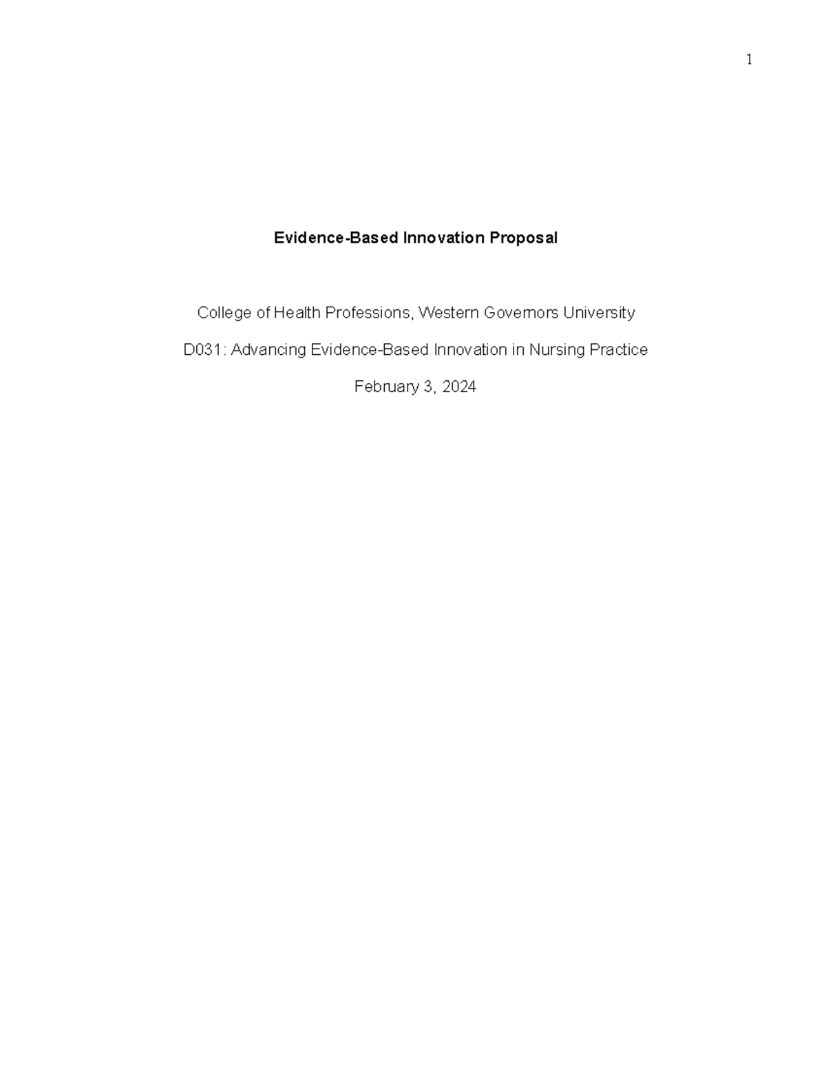 D031ASM2 Evidence-Based Innovation Proposal Essay on Disruptive Healthcare Solutions - Studocu