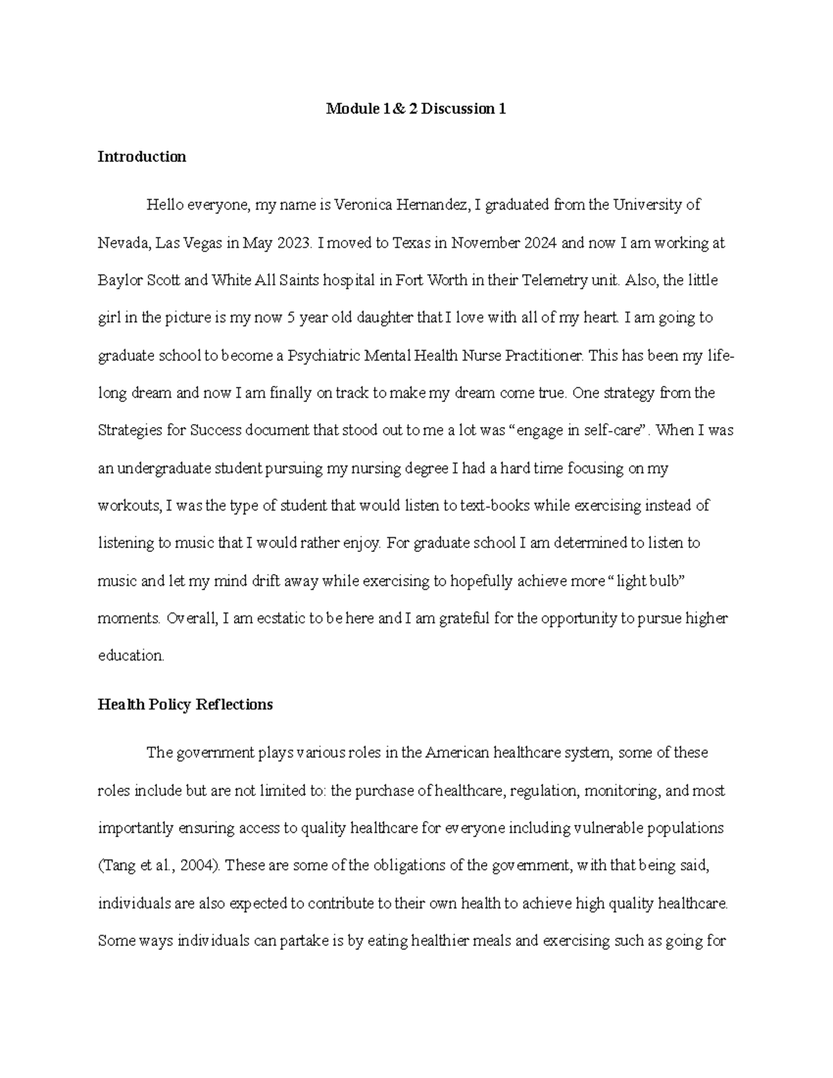 Module 2 Discussion 1: Health Policy Reflections and Personal Insights - Studocu