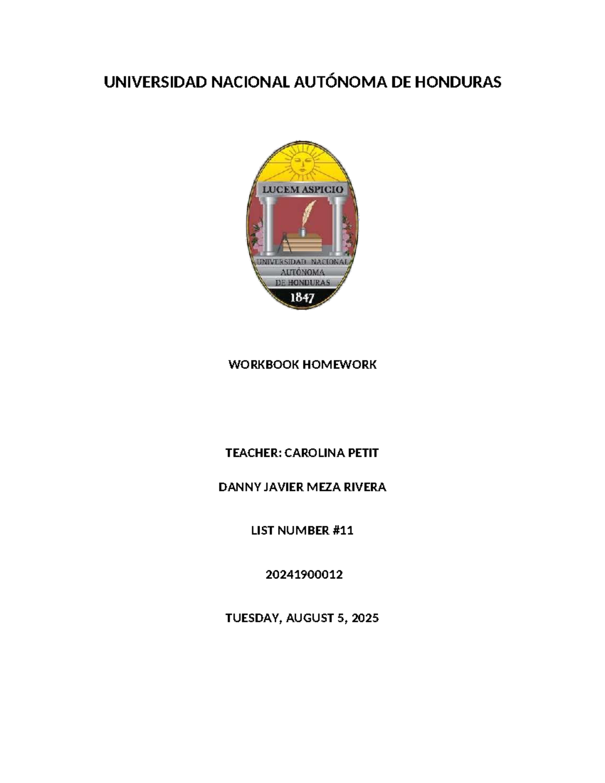 Portada-unah - fghsdghs - Ingles I Virtual - UNIVERSIDAD NACIONAL AUTÓNOMA DE HONDURAS WORKBOOK ...