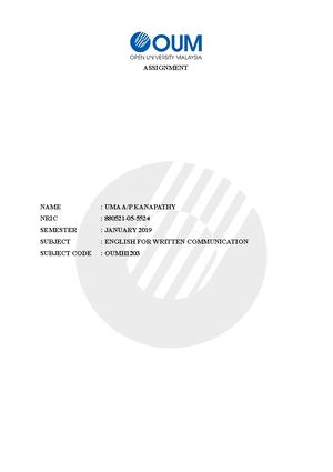 Essay and assignment OUMH1203 for OUM - English for Written ...