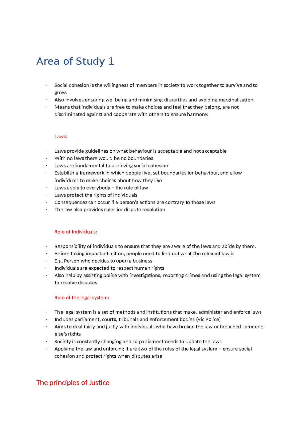 Area of Study 1: Understanding Social Cohesion and Legal Frameworks ...